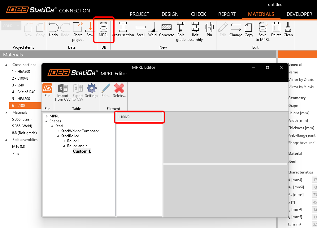 Saving of user-defined cross-sections to MPRL | IDEA StatiCa